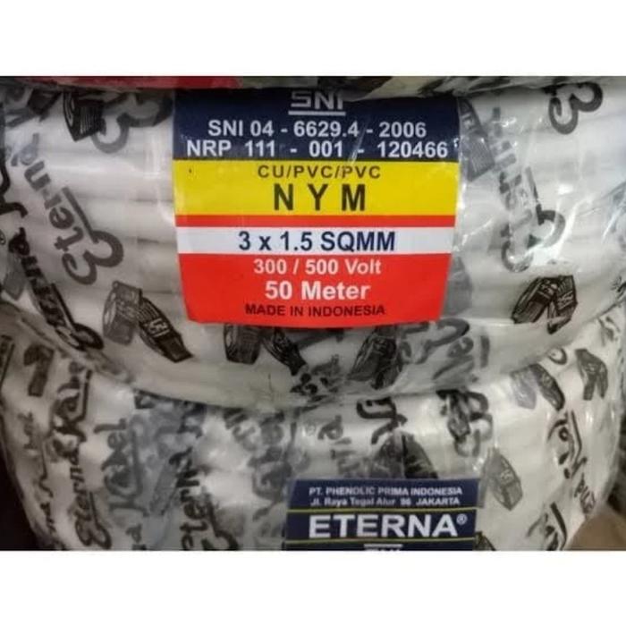 Jual Kabel ETERNA NYM 3x1,5 mm Kawat Tembaga Isi 3 Harga Per Meter - Kab. Bekasi - Utama Jaya ...