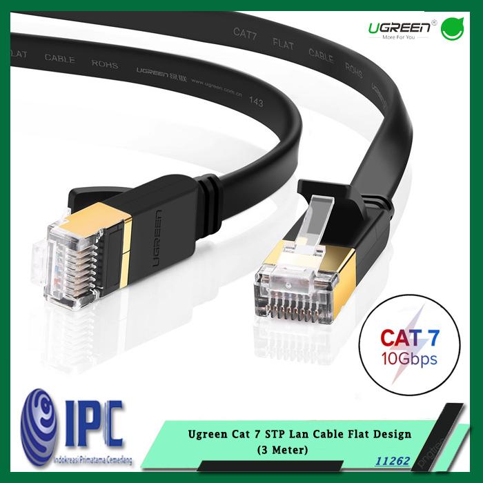 Jual UGREEN Cat 7 STP Lan Cable Flat Design (Black) - 3 Meter - Jakarta ...