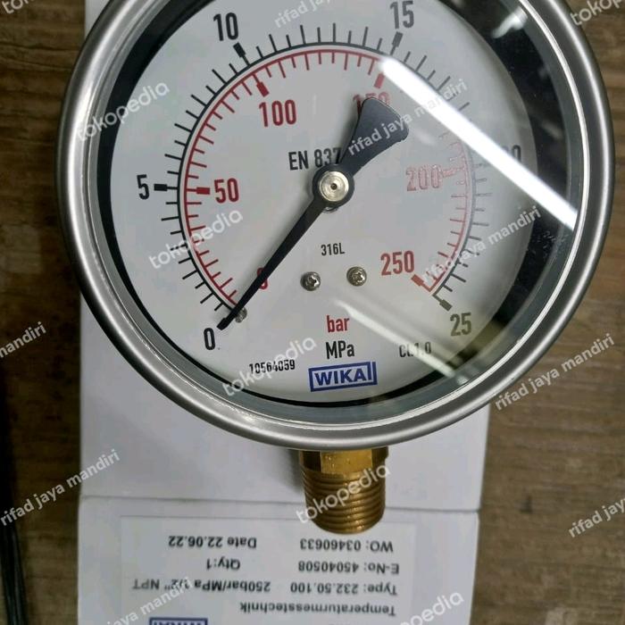 Jual Pressure Gauge Wika 250 bar/25 Mpa Size 4 Inchi Stainless Kuningan - Jakarta Barat - rifad ...