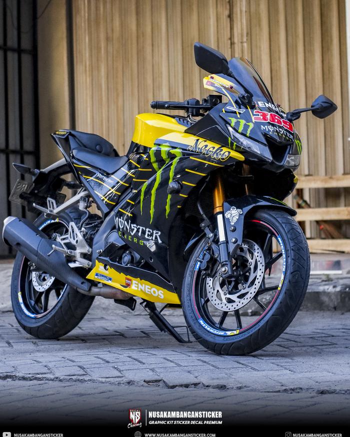 Jual Desain Motor Yamaha R15 V3 Monster Kuning Modifikasi Sticker Full ...