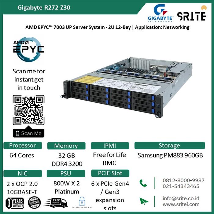 Jual Gigabyte Server 2U R272-Z30 AMD Epyc Gen 3 64 Core 32GB 1 TB SSD ...