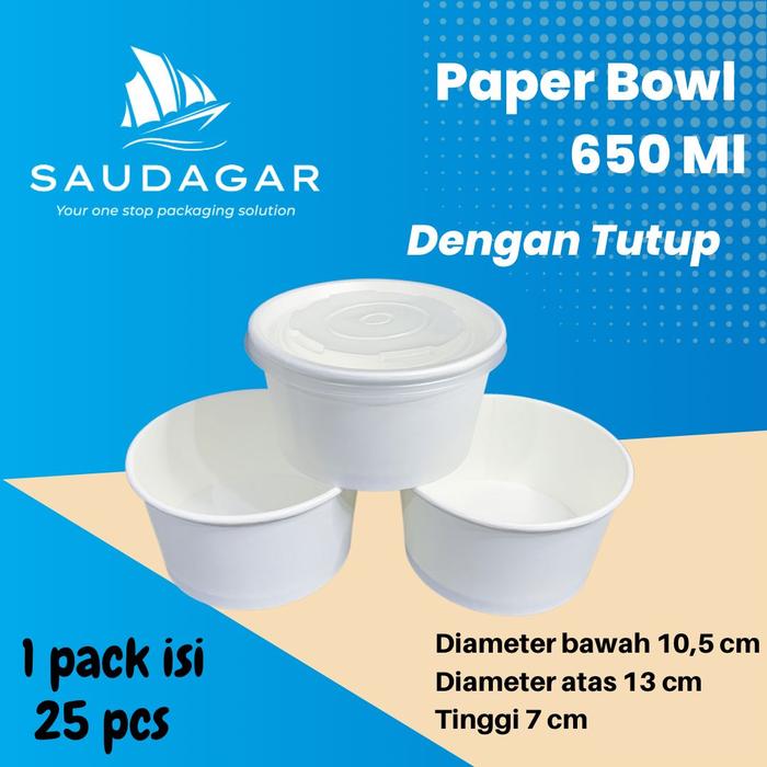 Jual Paper Rice Bowl 650 ml / Mangkok Kertas Dengan Tutup - Jakarta ...
