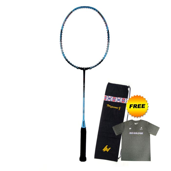 Promo Flypower Rio Gold G2 Raket Badminton - Sky Blue Free Tas + Kaos ...