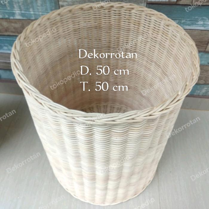 Jual keranjang rotan bulat besar keranjang laundry penyimpanan barang ...
