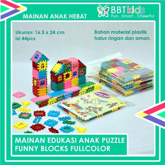 Jual MAINAN FUNNY BLOCKS FULL COLOR PUZZLE RAKIT RUMAH HAPPY KIDS ...