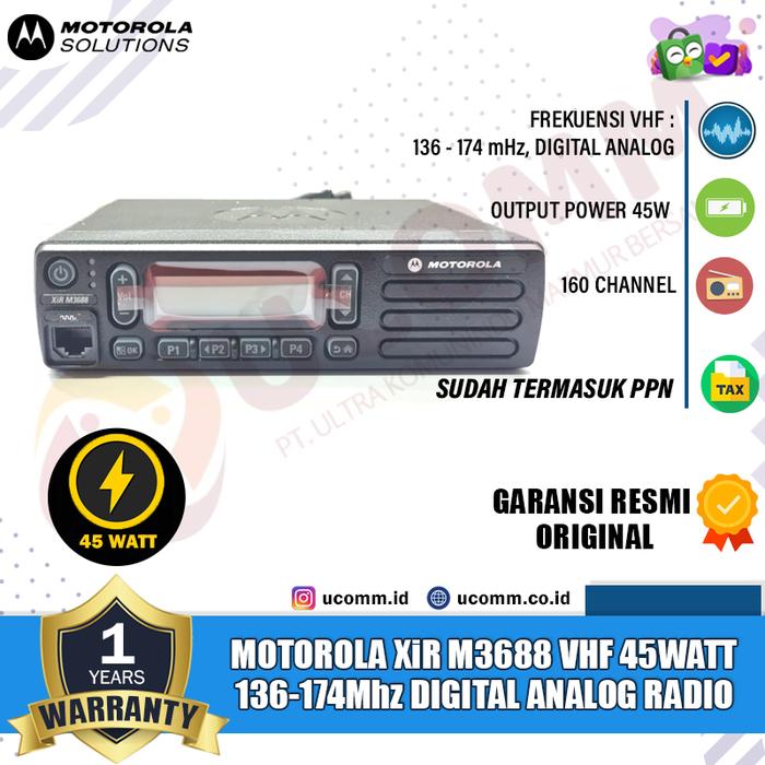Promo Motorola Xir M3688 M 3688 XIRM3688 45 Watt Rig VHF 136-174Mhz ...