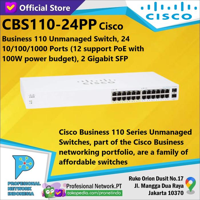 Promo Cisco Business 110 Series Unmanaged Switch CBS110-24PP-EU 24-Port GE - Unit Only Cicil 0% ...