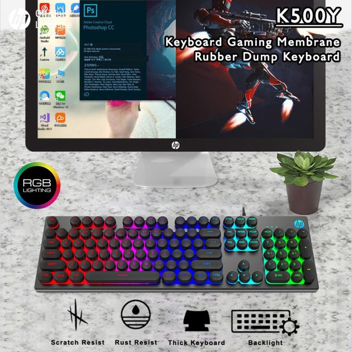 Jual Keyboard Gaming HP K500Y RGB Membrane (Rubber Dump) Keyboard ...