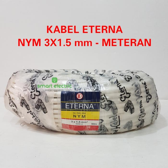 Jual Kabel Listrik Eterna NYM 3x1.5mm Meteran Tunggal Tembaga Murni SNI ...