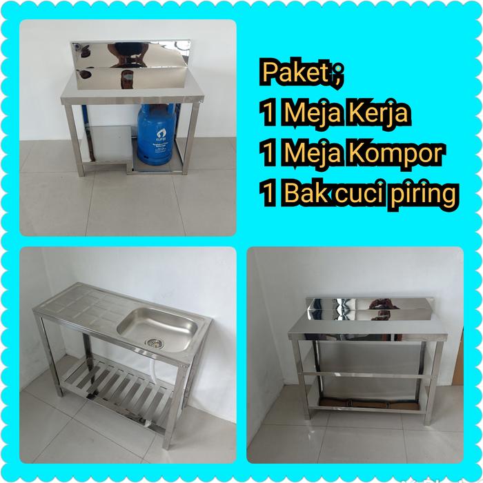 Jual Paket 1 meja kerja, 1 meja kompor muat tabung gas 12 kg dan 1 Sink ...