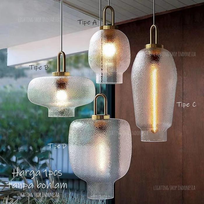 Jual Lampu gantung gold kaca texture modern minimalis ruang tamu meja ...