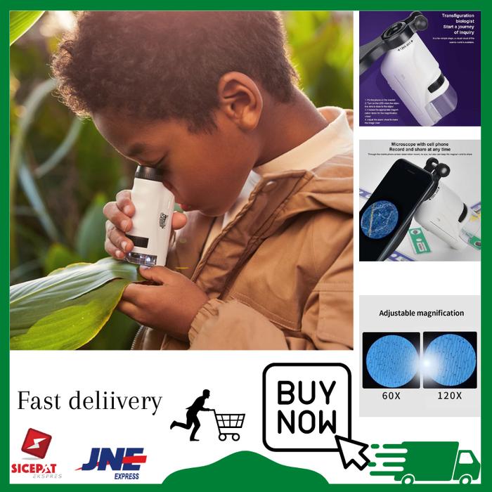 Jual mikroskop mini portable Microscope pocket 60x - 120x for kids ...