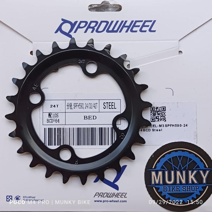 Jual Chainring Prowheel 22T 24T 26T 28T BCD 64 BCD untuk double triple ...