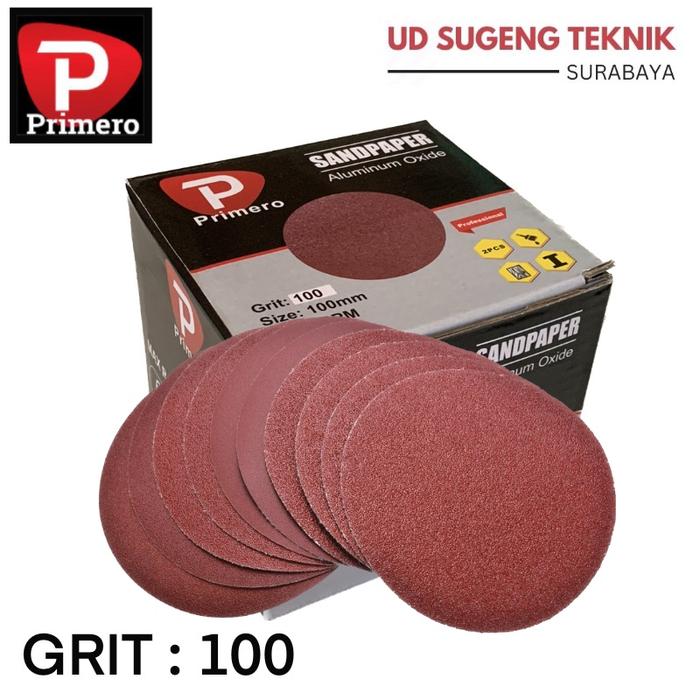Jual AMPLAS BULAT VELCRO 4” / SANDPAPER GRIT 40-400 - GRIT 100 - Kota ...