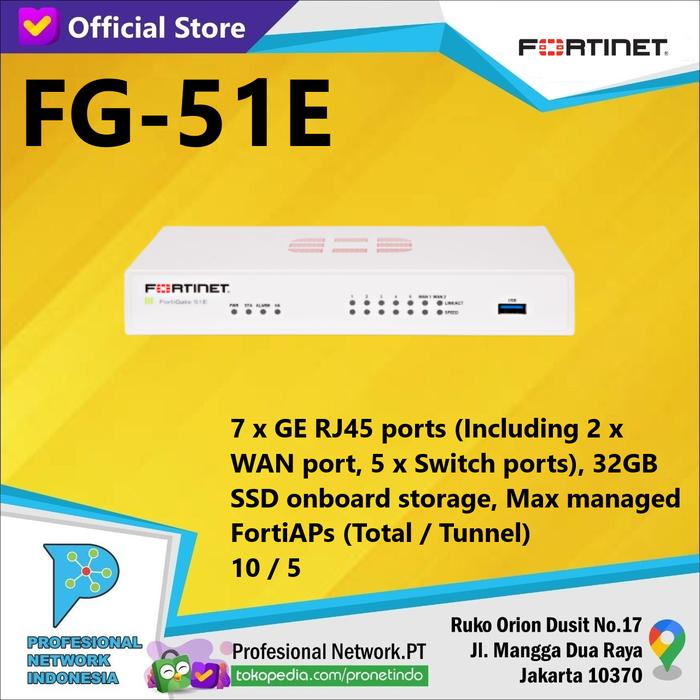 Promo Fortinet Fortigate FG-51E (UTM Bundle License 24x7 and NBD-RMA ...