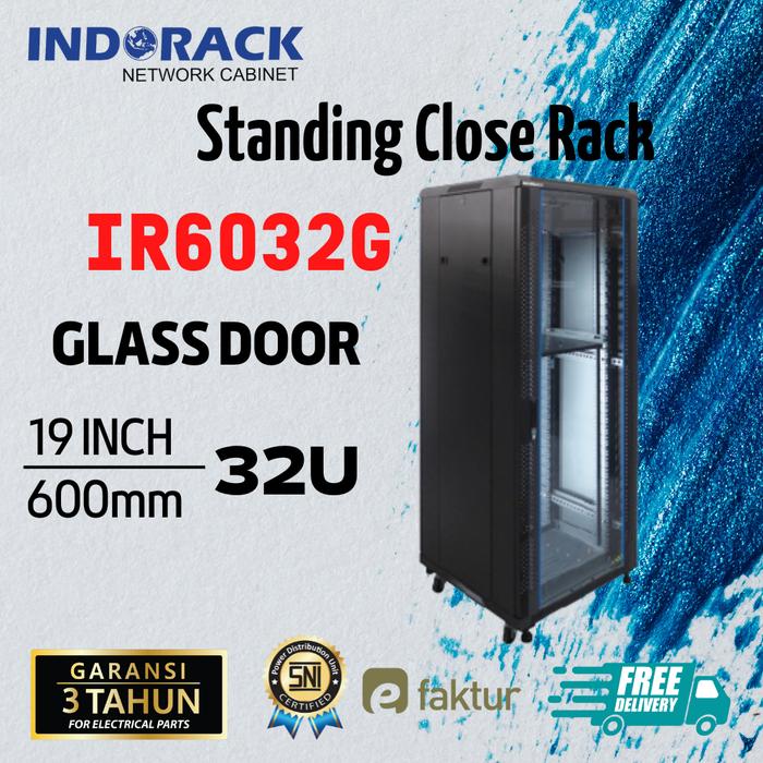 Jual close Rack INDORACK Glass Door Rack Server 32U Depth 600mm ...