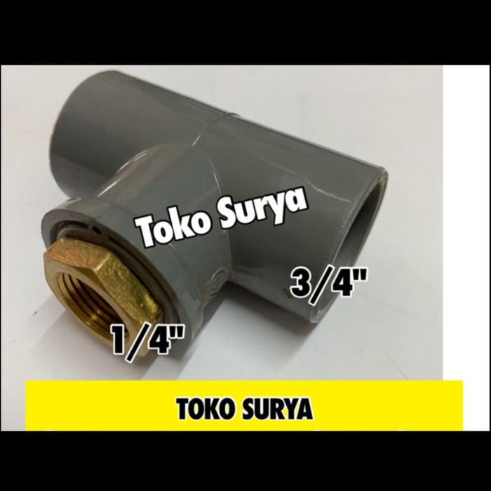 Jual Tee Otomatis Manometer Pressure Gauge Tee drat dalam 3/4" x 1/4 ...