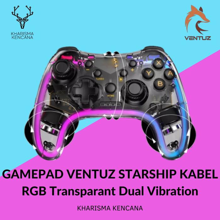 Jual GAMEPAD VENTUZ STARSHIP KABEL RGB Transparant Dual Vibration ...