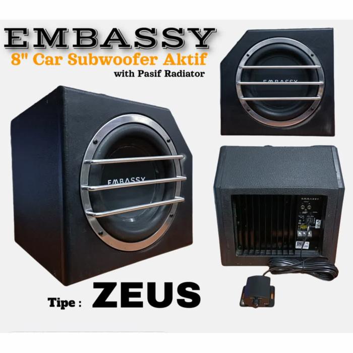 Jual SPEAKER BASSBOX MOBIL SUBWOOFER AKTIF EMBASSY ZEUS 8 INCH ORIGINAL ...