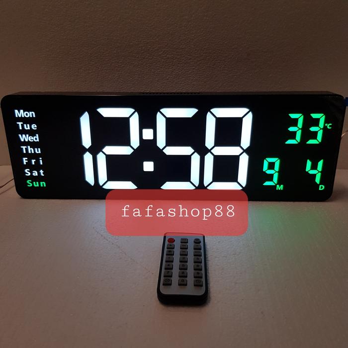 Jual Jam Dinding Rumah/Kantor Digital LED Layar Besar Dengan REMOTE ...