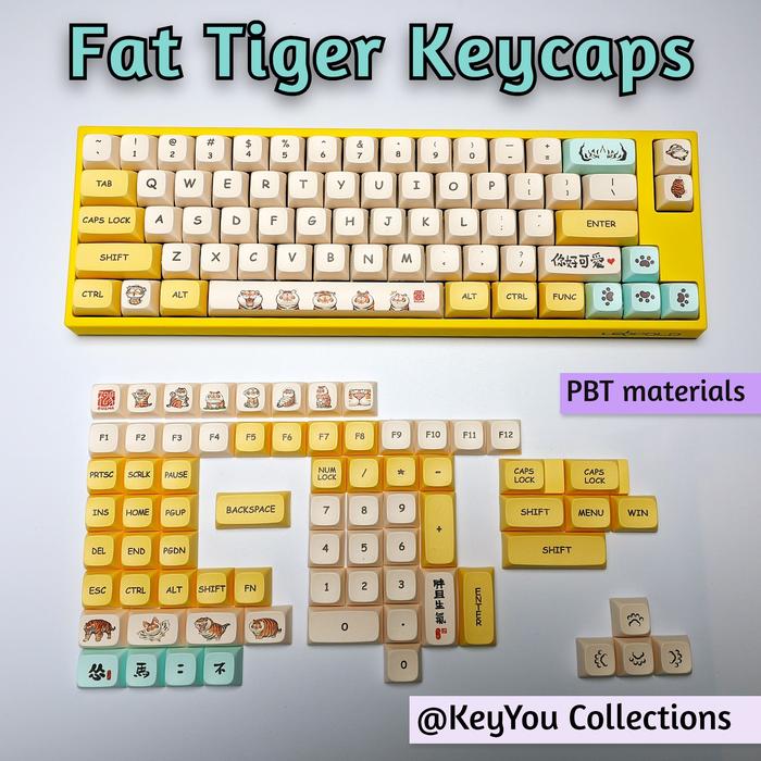 Jual xda Fat Tiger keycaps pbt not cat pink lucu honey milk bee xda ...