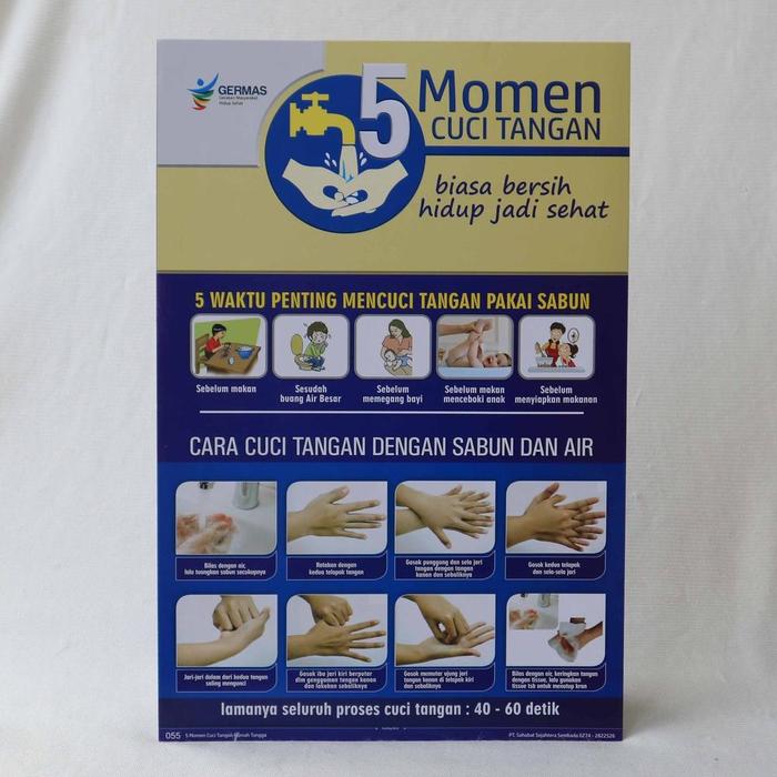 Jual Poster 5 Momen Cuci Tangan untuk Rumah Tangga, Poster Cara Cuci ...