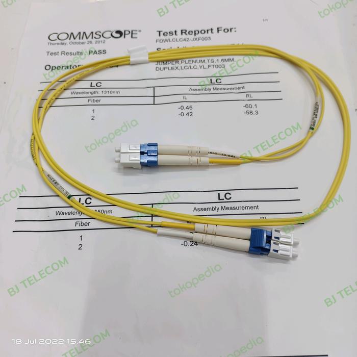 Jual patch cord Lc LC 1 meter duplex singlemode commscope - Jakarta ...