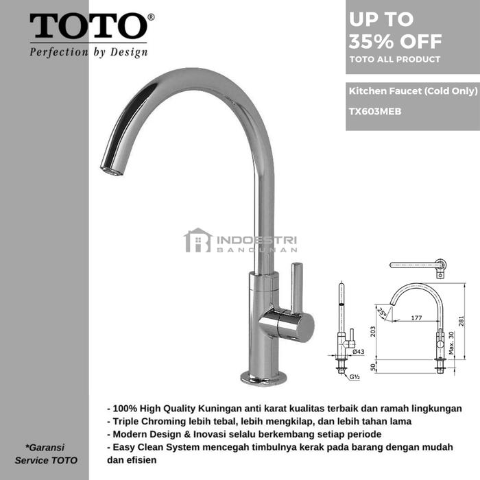 Jual Kran Sink TOTO TX603MEB / Kran Cuci Piring TOTO TX603MEB (Cold ...