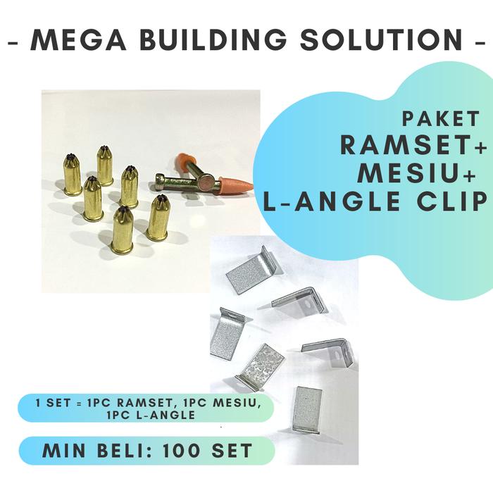 Jual Paku Ramset + Mesiu + L-Angle Clip / PakuBeton Turbofix (100 Set ...