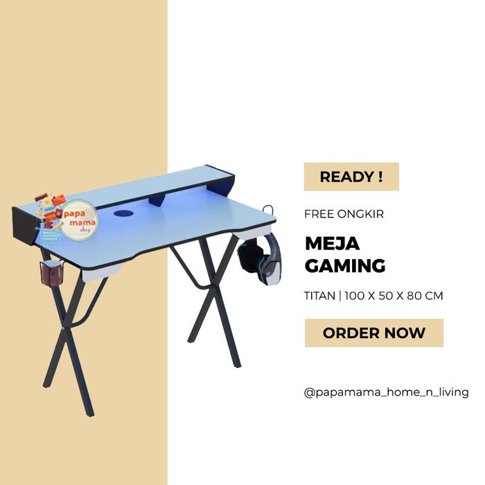 Jual Meja Gaming Titan uk 100cm - Meja Komputer Kaki Besi - Meja Kerja ...