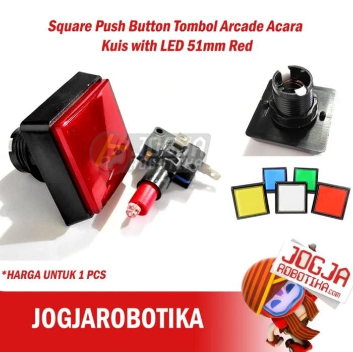 Jual SQUARE PUSH BUTTON TOMBOL ARCADE ACARA KUIS WITH LED 51MM - WARNA ...