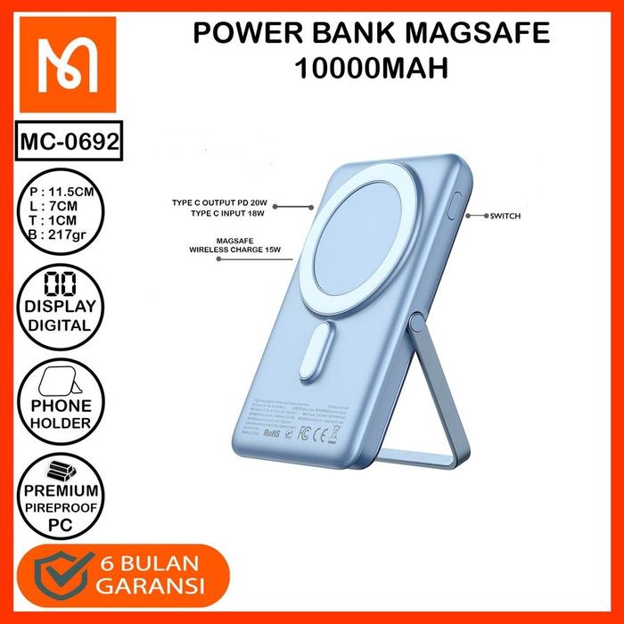 Jual MCDODO MC-069 10000MAH 15W Magsafe Powerbank with Digital Display - Blue 0692 - Kota ...