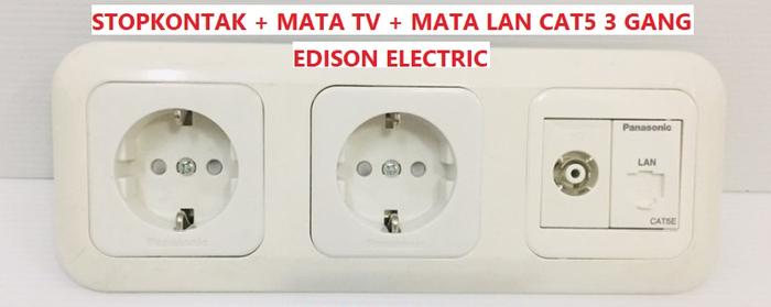 Jual Double Stop Kontak+Mata TV/LAN/Chip Kosong/Telepon PANASONIC 3 ...
