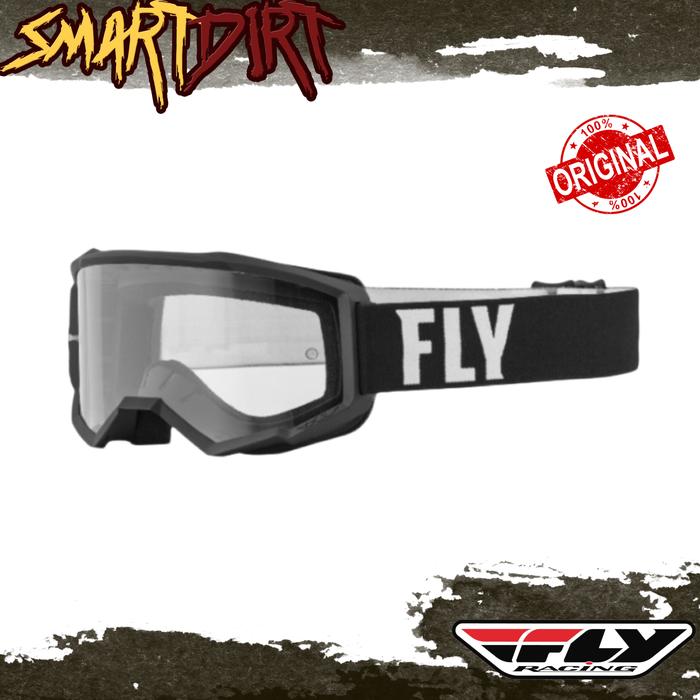 Jual KACAMATA MOTOR FLY FOCUS BLACK WHITE 2023 GOGGLE CROSS FLY FOCUS ...