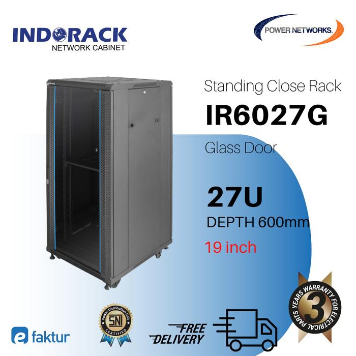 Jual INDORACK CLOSE RACK IR6027G GLASS DOOR Rak Server 27U 19inch ...