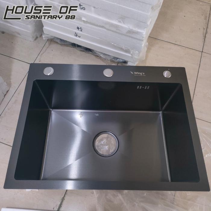 Jual Kitchen sink WINGS 6045 black/ Bak cuci piring minimalis hitam ...