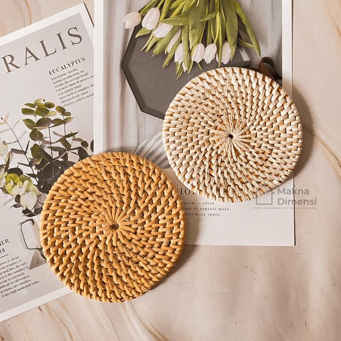 Jual Tatakan rotan, tatakan gelas aesthetic, coaster, rotan coaster ...