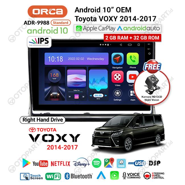Jual Head Unit Android Auto CarPlay 10″ inch Toyota VOXY 2014-2017 ORCA ...