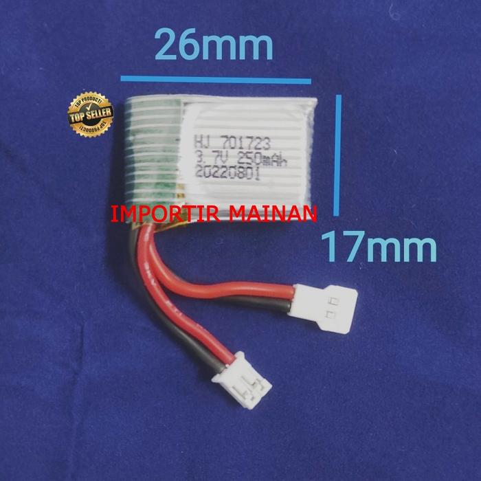 Jual baterai lipo 3.7v 250mAH soket xh2.54 ph 2.0mm drone jjrc h36 f ...