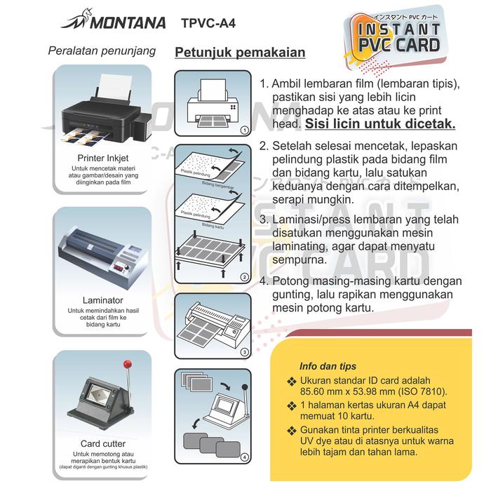 Jual Montana Instan Pvc Card / Kertas Pvc Bahan Id Card / Ukuran A4 Di ...