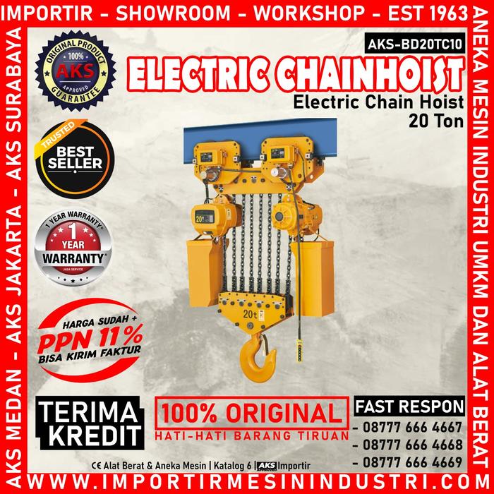 Jual Katrol Listrik Otomatis 10 m Electric Chain Hoist 20 Ton 2 x 3 Kw ...