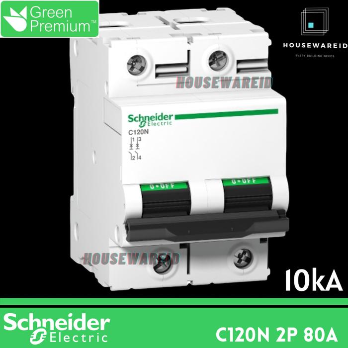 Promo MCB 2p 80a 2 Phase 80 Ampere 10kA Schneider C120N A9N18361 Original - Jakarta Pusat ...