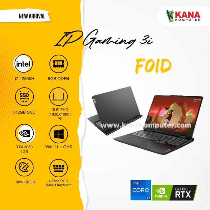 Jual Lenovo IP Gaming 3i F0ID Intel core i7-12650H/8GB/512SSD/RTX3050 ...