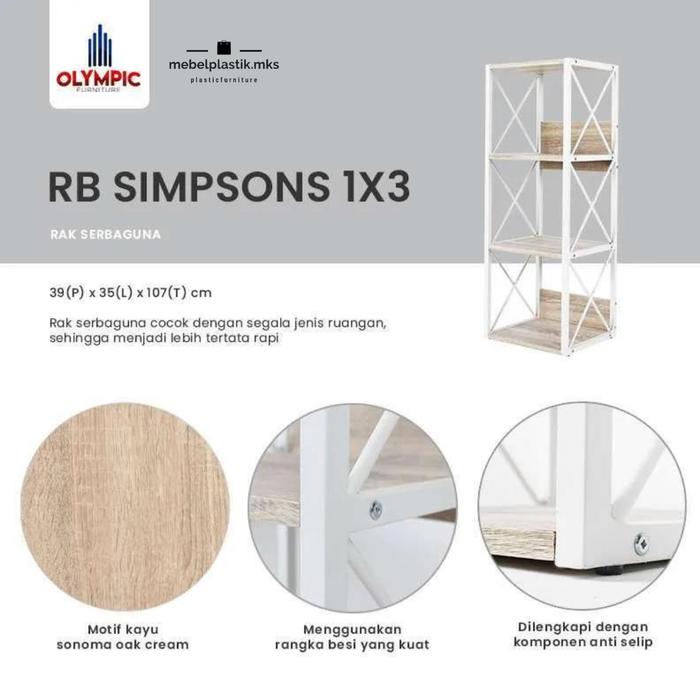 Jual Rak Serbaguna/ Buku Kayu Panel MDF HPL Rangka Besi Olympic RB ...