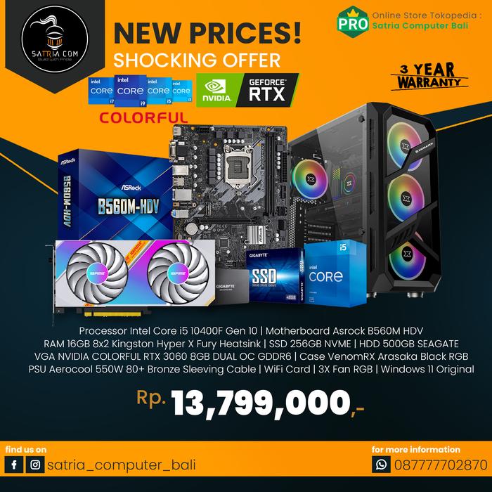 Jual PC RAKITAN GAMING INTEL CORE I5 10400F/16GB/RTX 3060 12GBGDDR6/SSD 256 - Kota Denpasar ...
