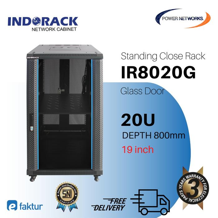 Jual INDORACK CLOSE RACK IR8020G GLASS DOOR Rak Server 20U 19inch ...