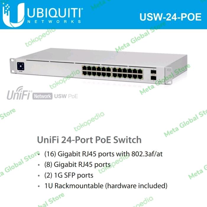 Jual Ubiquiti USW-24-PoE Unifi Switch 24 port Gigabit PoE with 2 SFP ...