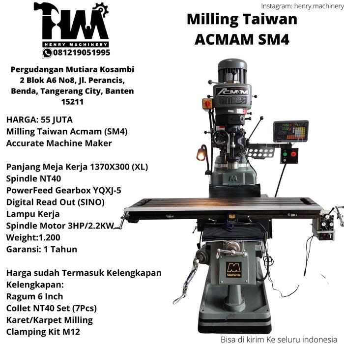 Jual Vertica Turret Milling Machine /Milling Taiwan SM4 / ACMAM - Kab. Tangerang - HNA MACHINERY ...