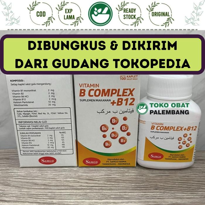 Jual B COMPLEX + B12 BOTOL SAMCO 100 KAPLET VITAMIN B KOMPLEK ...