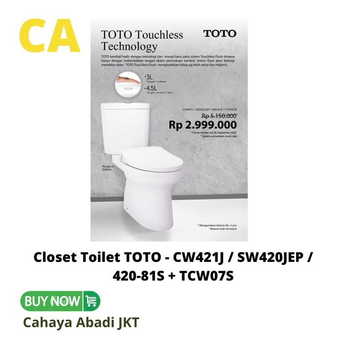 Jual Closet Toilet TOTO - CW421J / SW420JEP / 420-81S + TCW07S ...